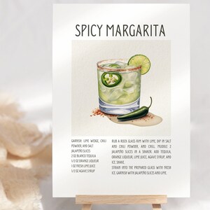Spicy Margarita Cocktail Recipe Card Cocktail Recipe Print Spicy Marg ...
