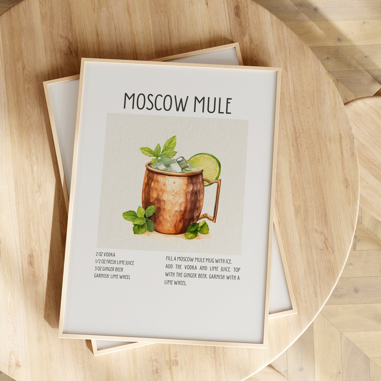 Moscow Mule Cocktail Recipe Card Moscow Mule Card Instant Download ...