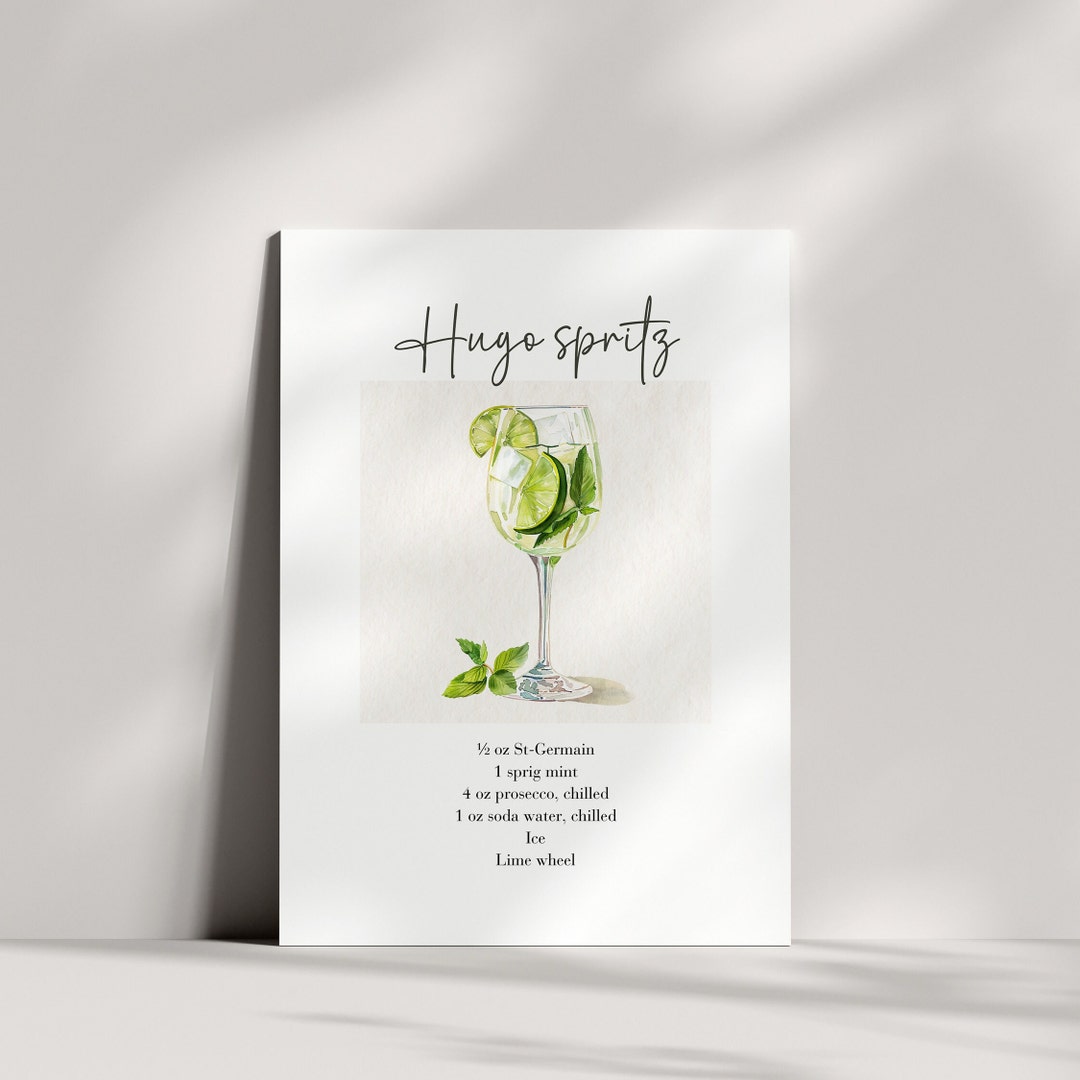 Hugo Spritz Cocktail Print Hugo Print Printable Drink Illustration ...