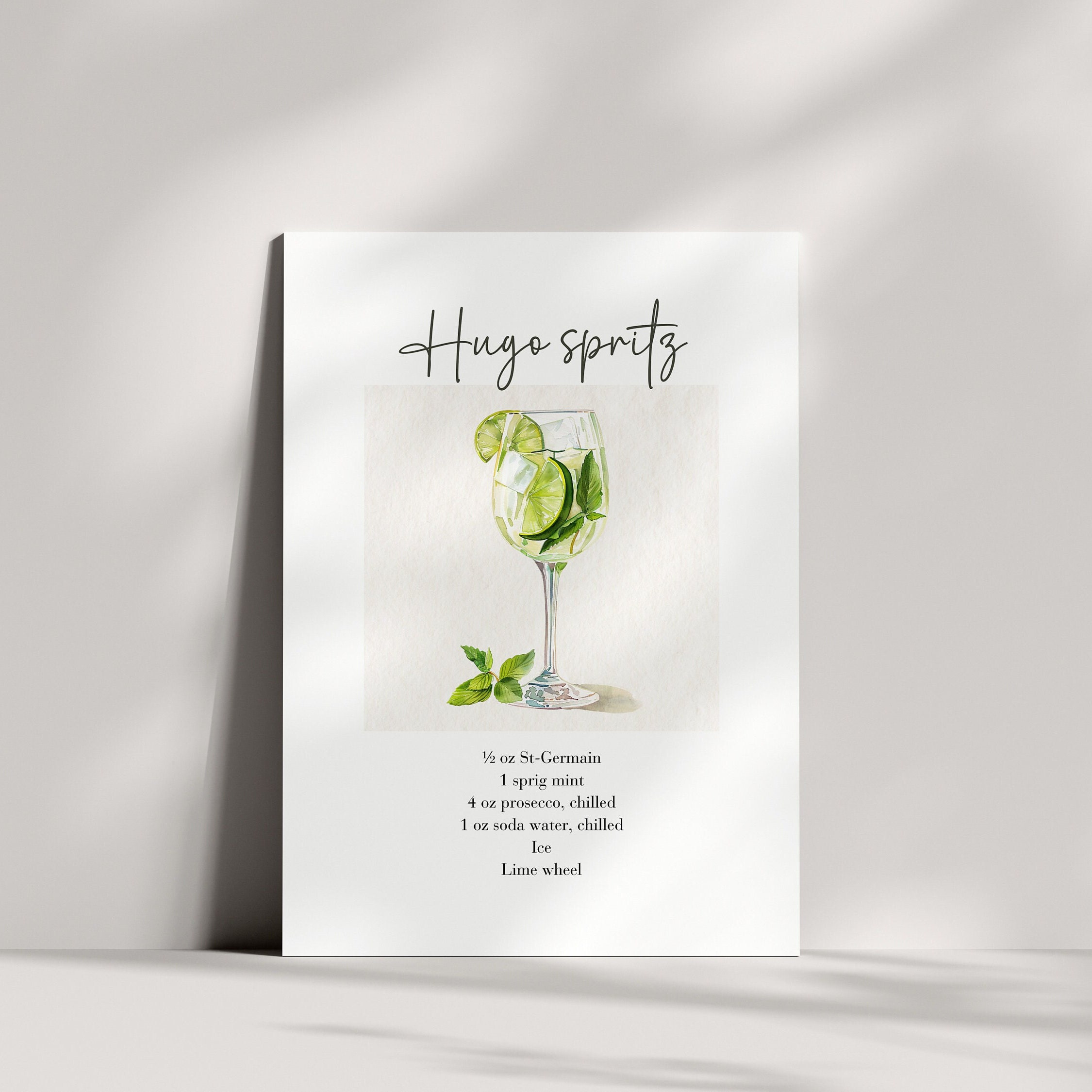 Hugo Spritz Cocktail Print Hugo Print Printable Drink Illustration ...