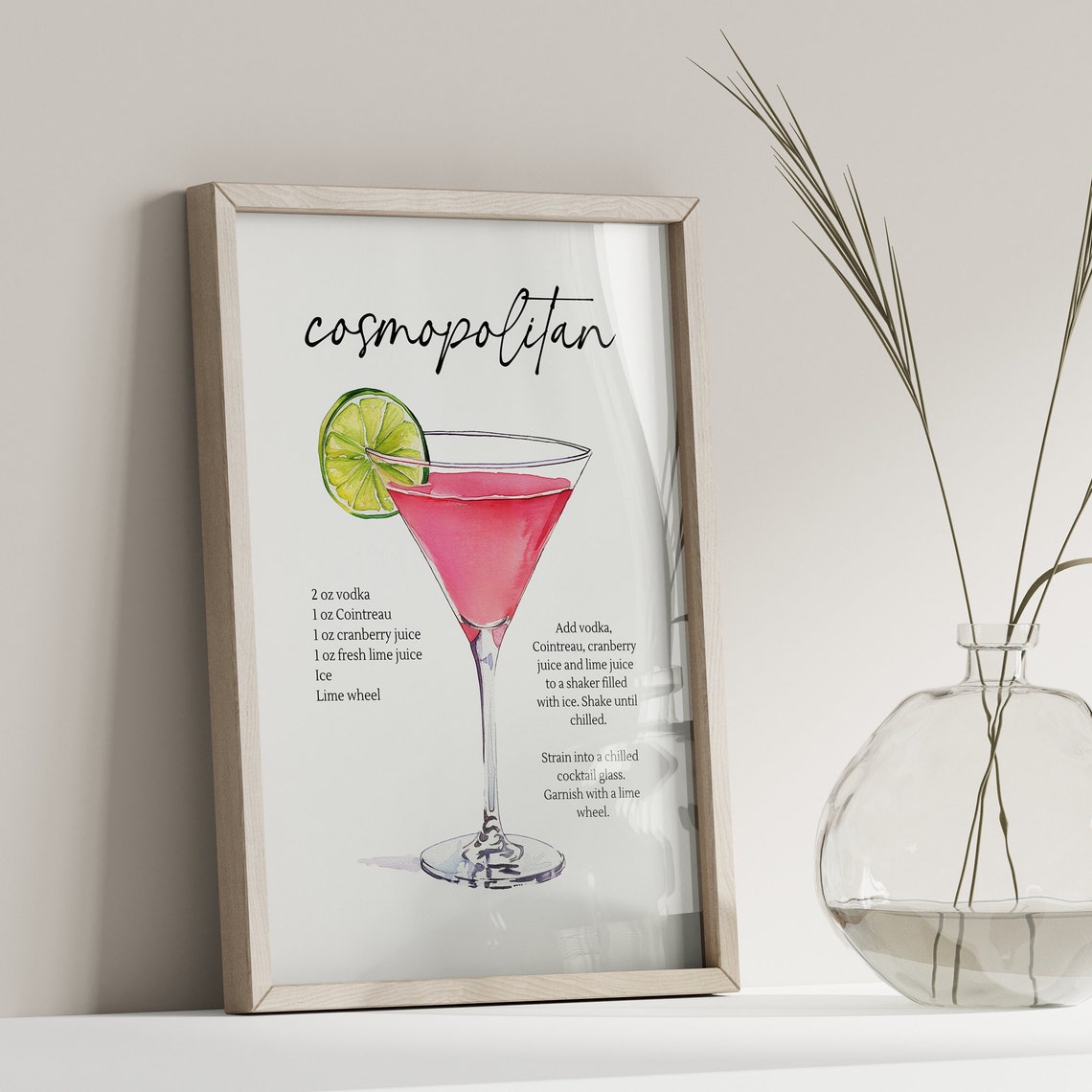 Cosmo Print Cosmopolitan Print Cocktail Card Printable Drink Poster ...
