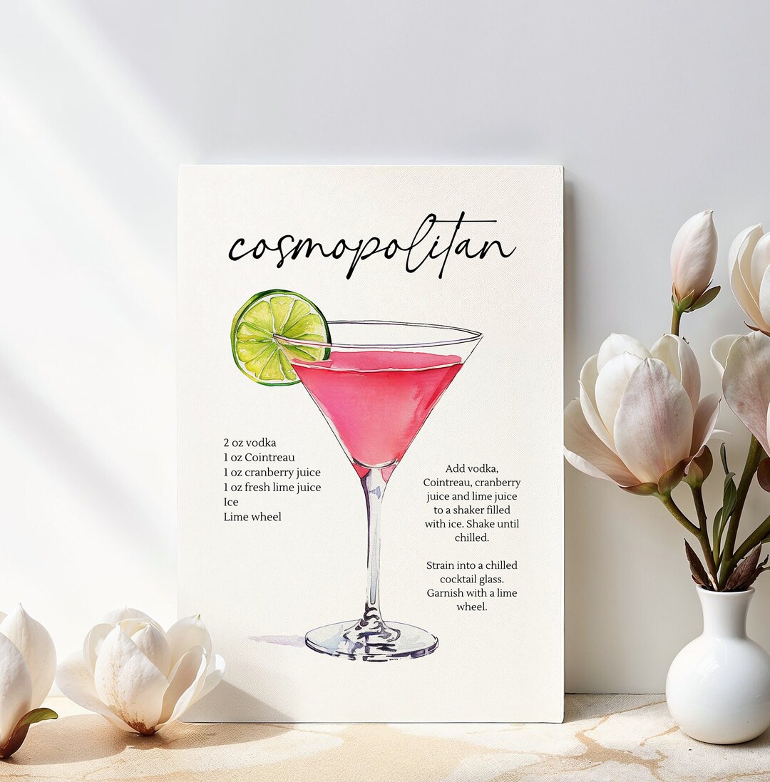 Cosmo Print Cosmopolitan Print Cocktail Card Printable Drink Poster ...