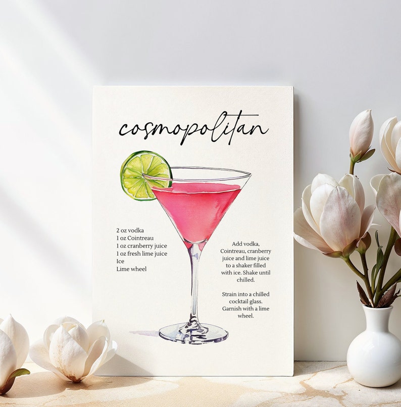 Cosmo Print Cosmopolitan Print Cocktail Card Printable Drink Poster ...