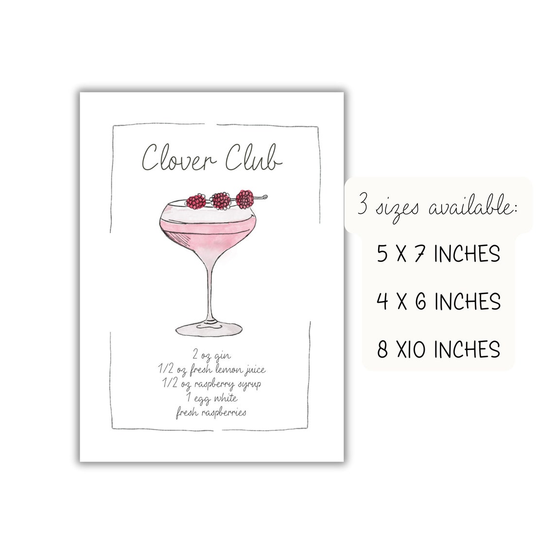 Cocktail Recipe Card Printable Six Printable Recipe Cards Hand Drawn ...