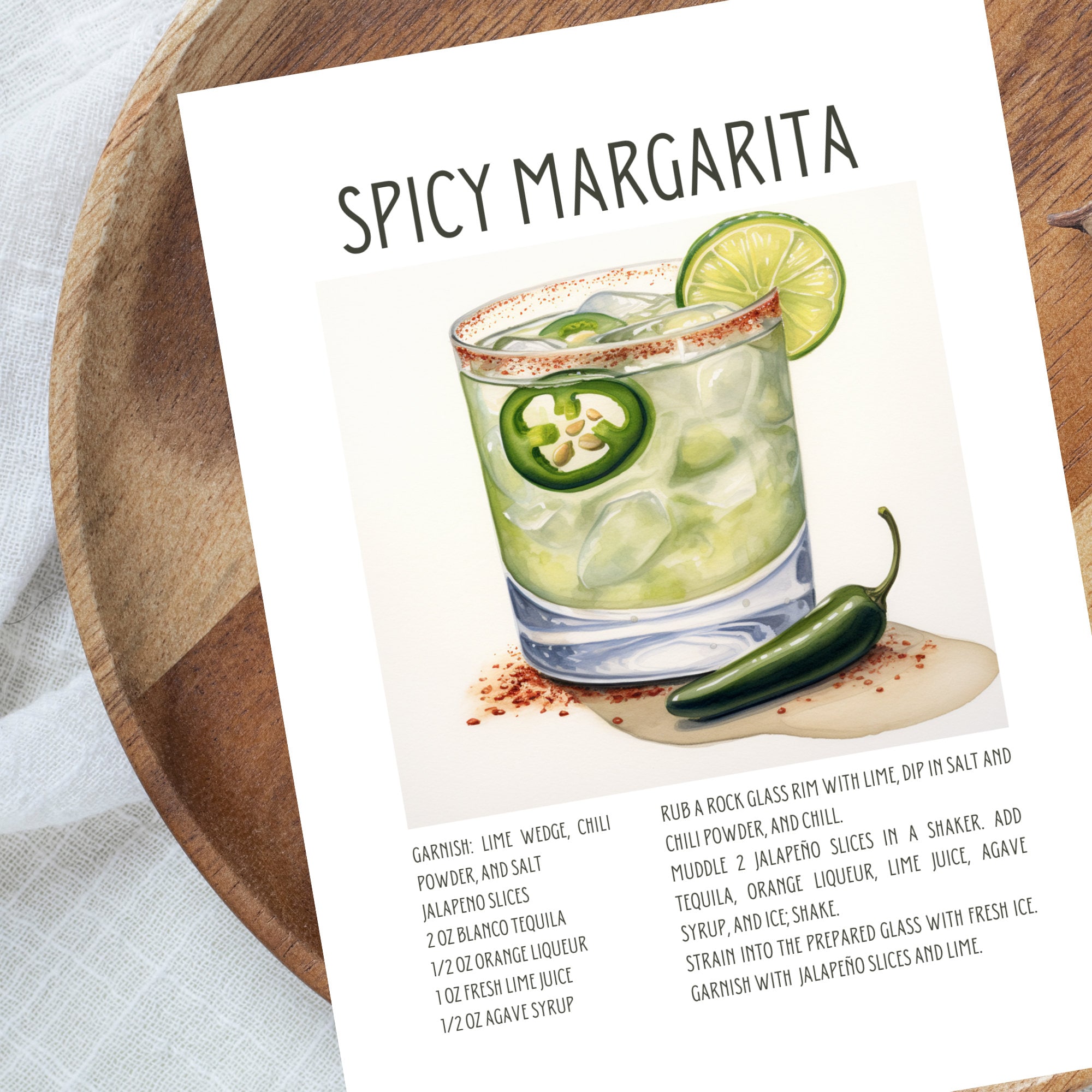 Spicy Margarita Sign Cocktail Recipe Card Spicy Marg Instant Download ...