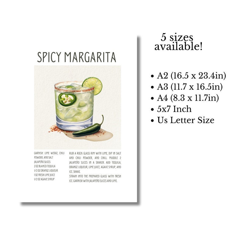Spicy Margarita Sign Cocktail Recipe Card Spicy Marg Instant Download ...