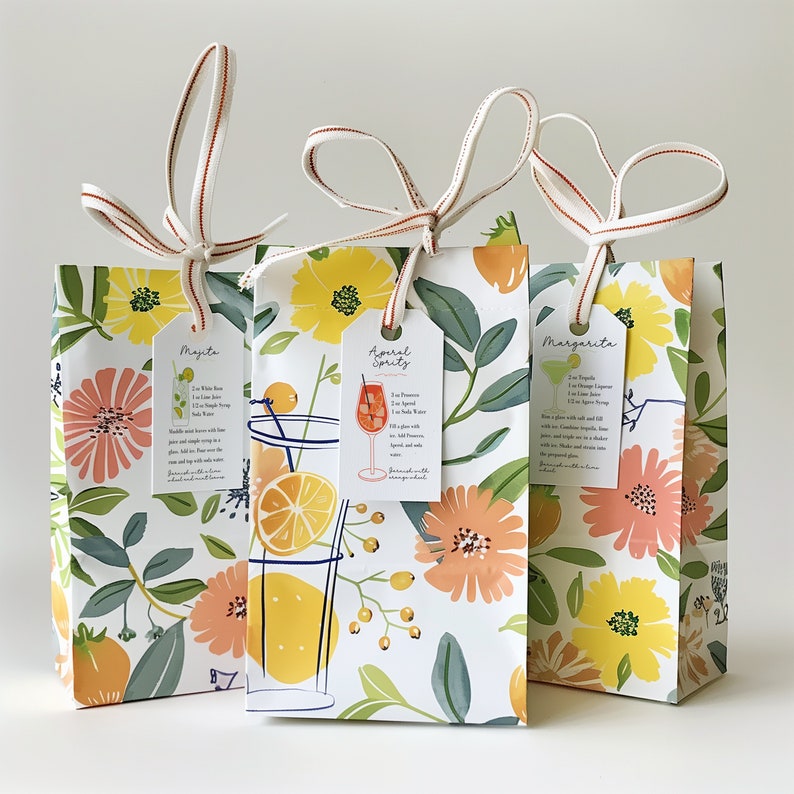 9 Cocktail Favor Tags Bridal Favors Cocktail Recipe Gift Tags Cute Gift ...