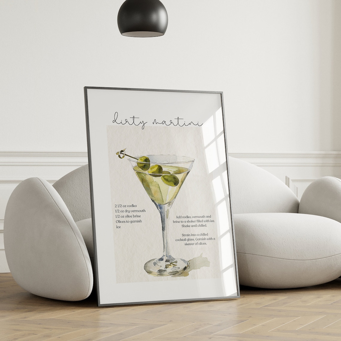 Dirty Martini Print Dirty Martini Recipe Card Martini Card Cocktail ...