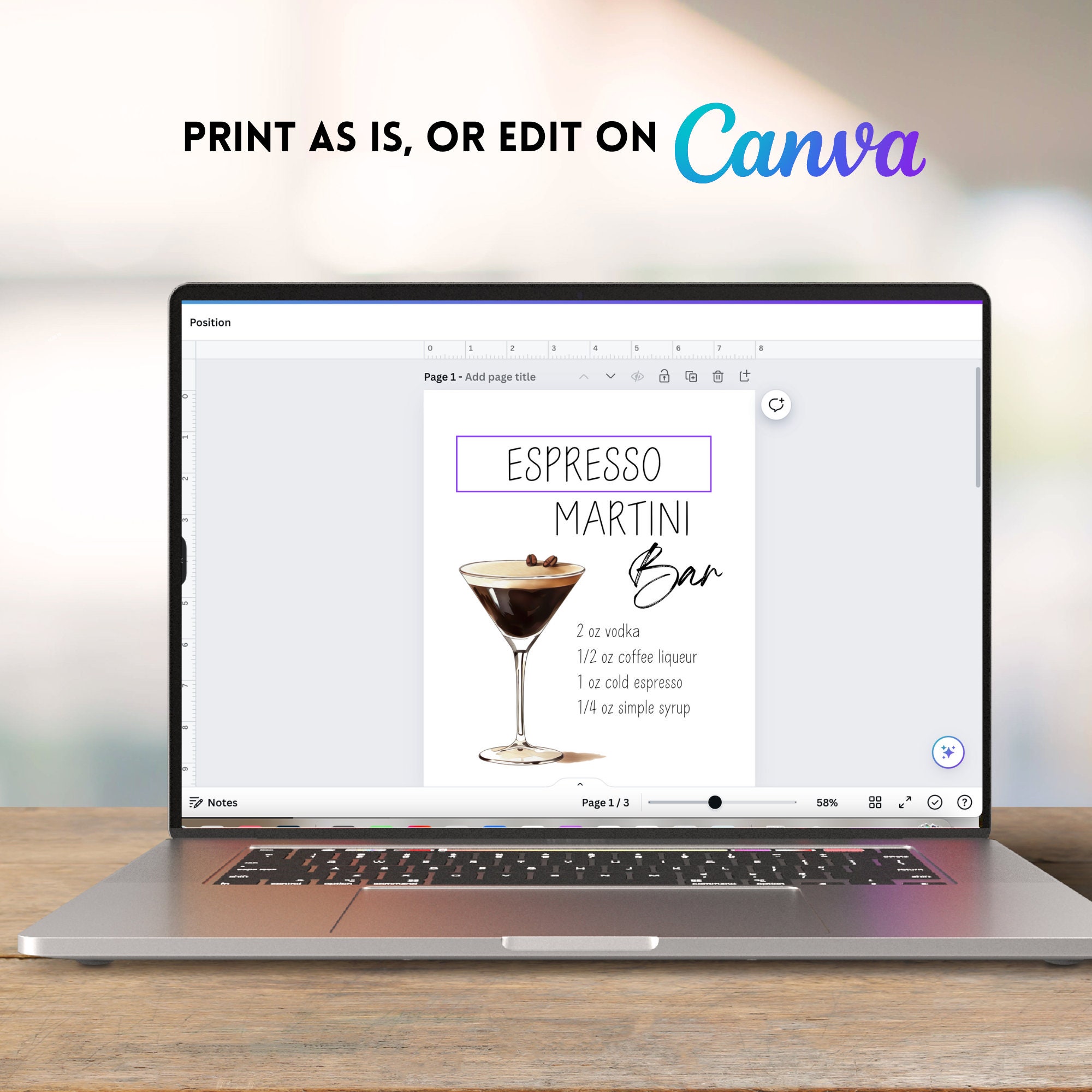 Espresso Martini Bar Sign Editable Espresso Martini Card Cocktail Sign ...