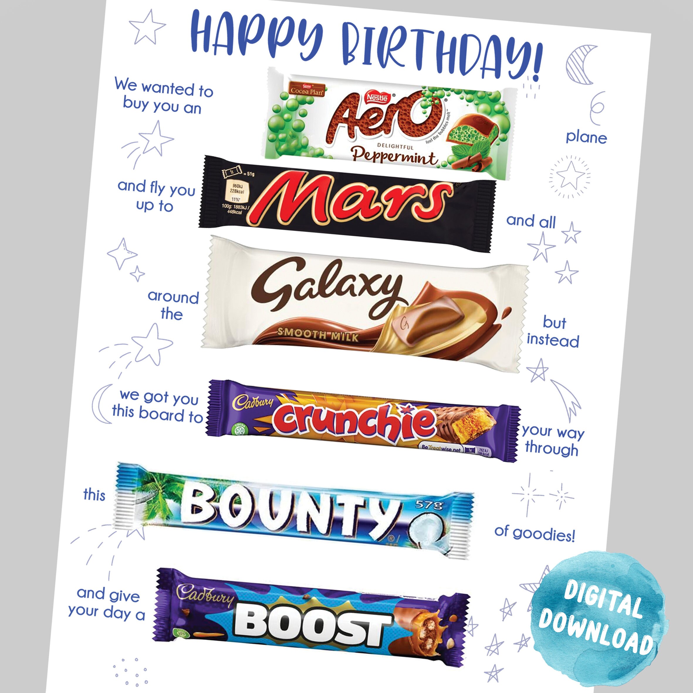Birthday Chocolate Board Digital Download - Etsy UK