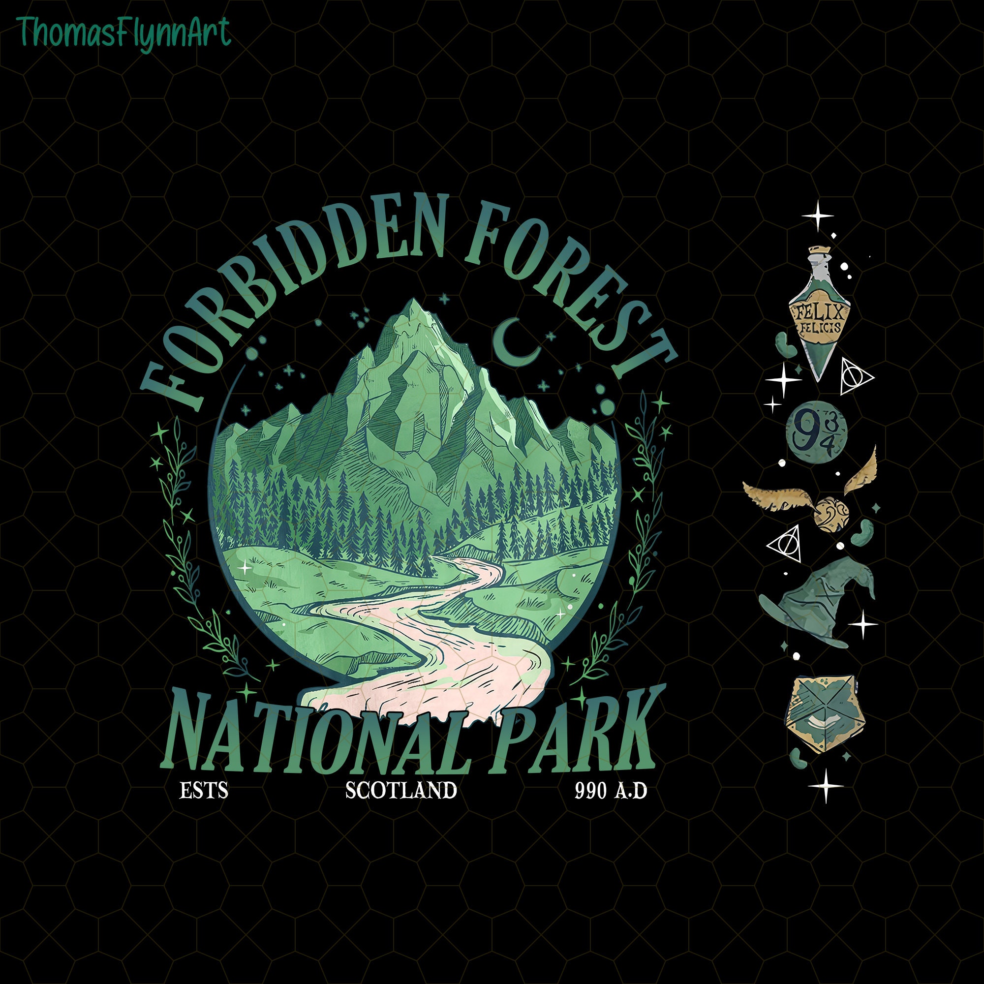 Forbidden Forest National Park Png, Wizard School Shirt Design, HP ...