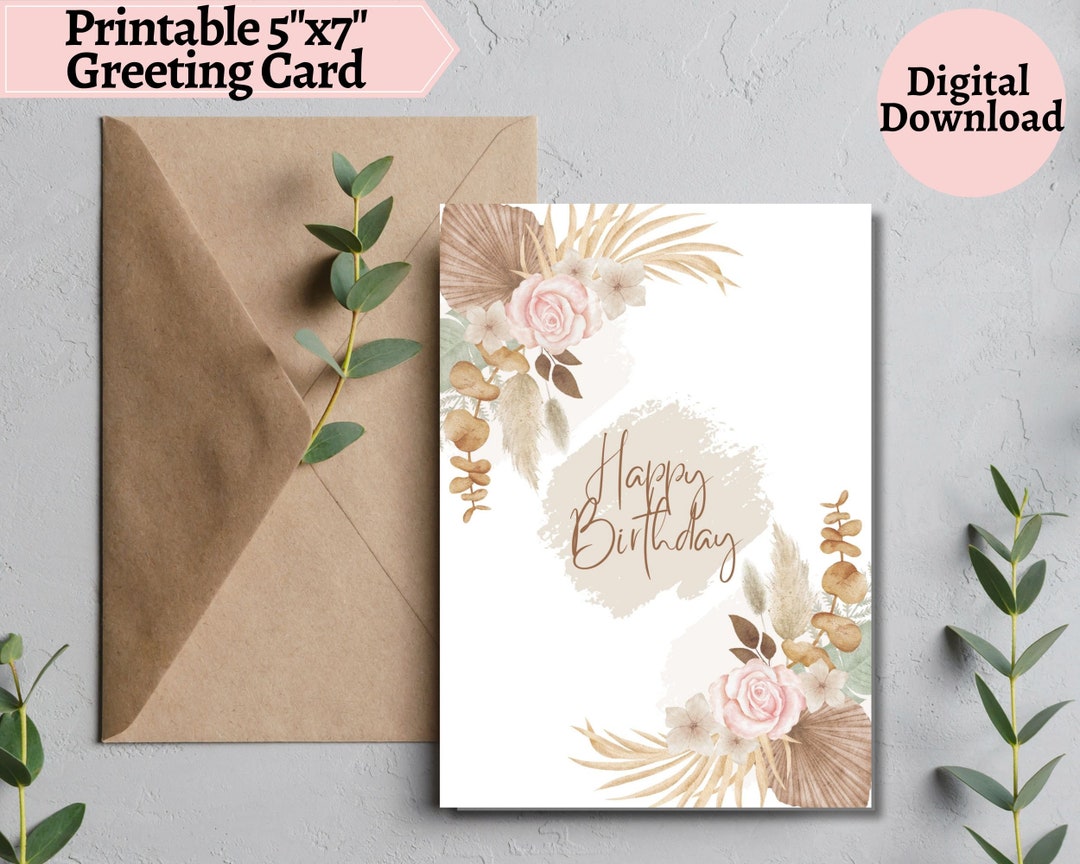 Modern Watercolor Printable Birthday Card Birthday Card Printable ...
