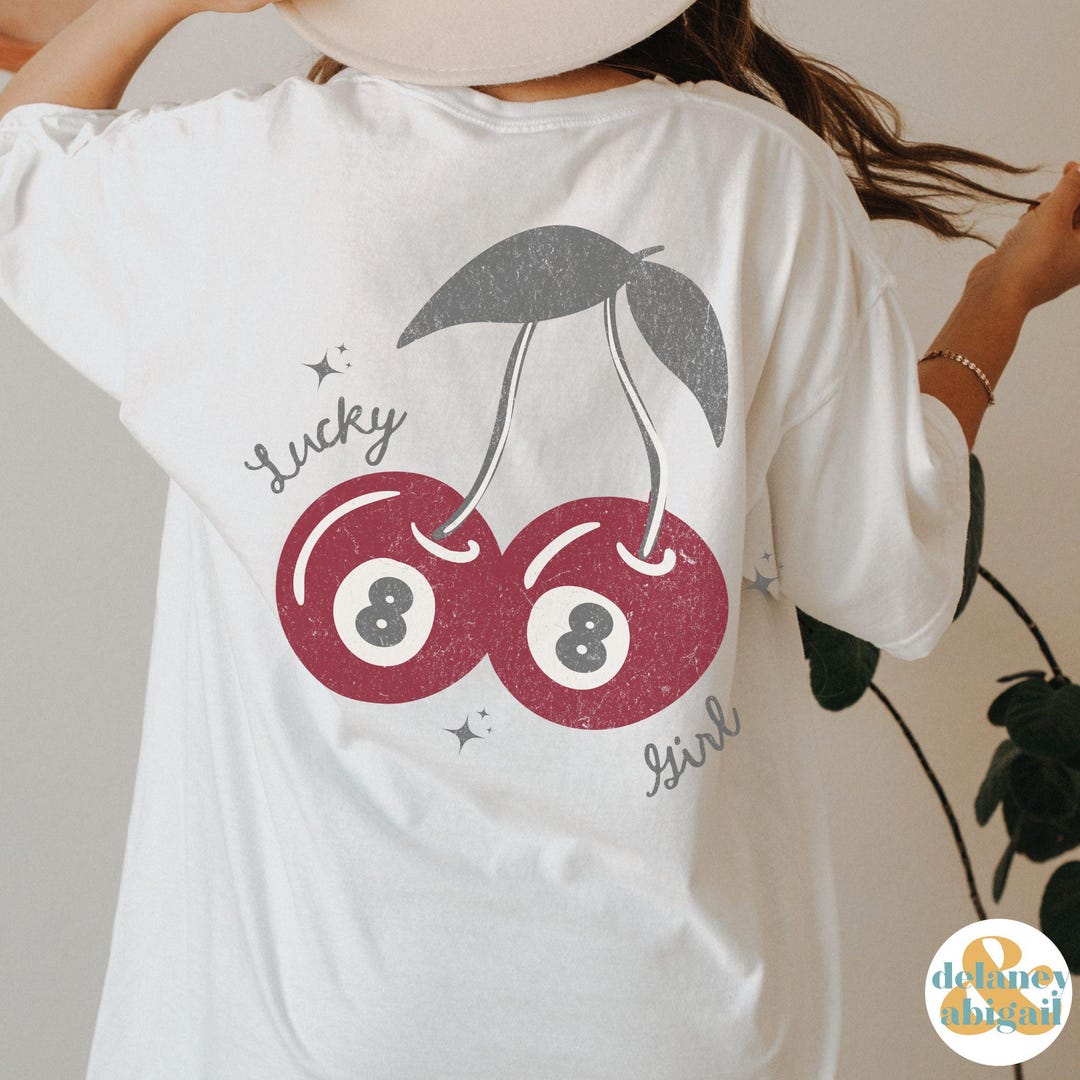Lucky Girl Shirt Lucky Eight Ball Shirt Cherry 8 Ball Tee Lucky Shirt ...