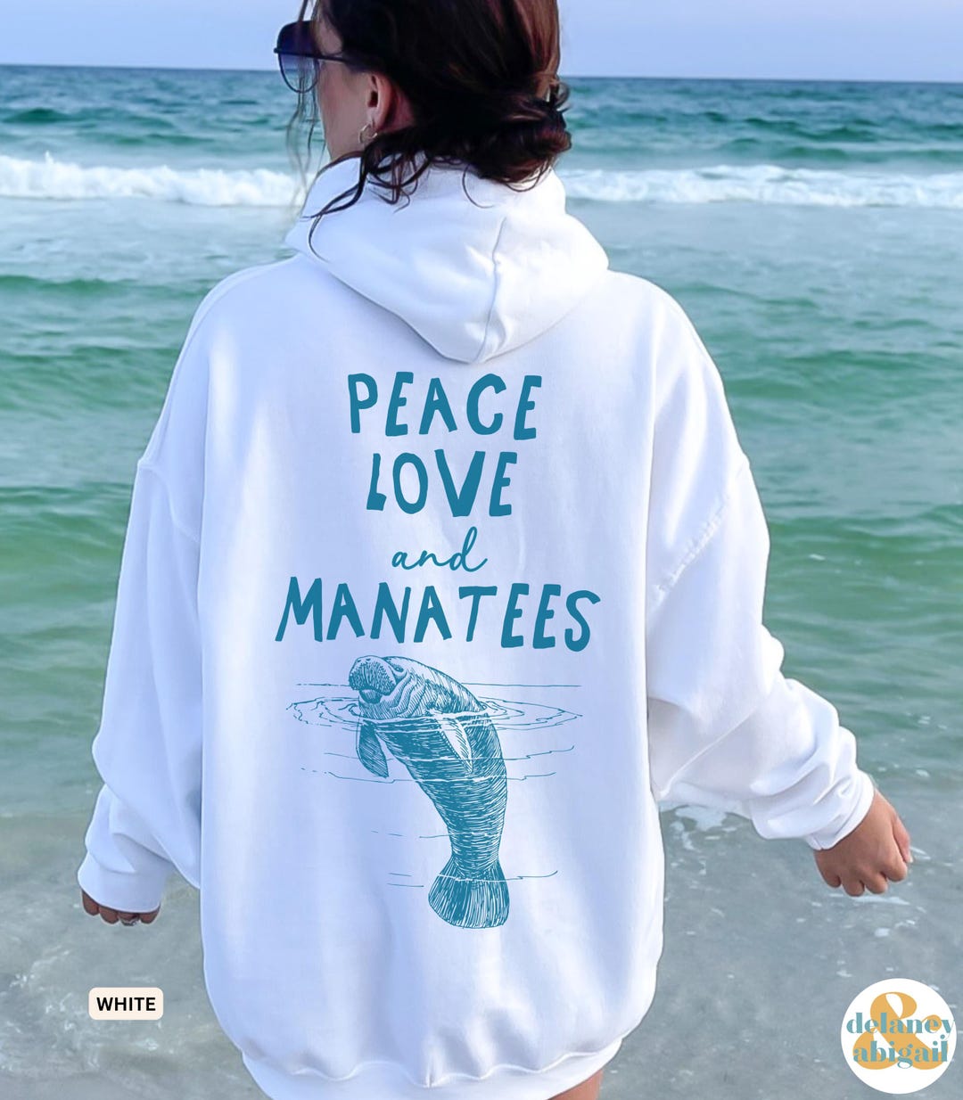 Manatee Hoodie: Peace Love & Manatees - Coconut Girl Style - Etsy