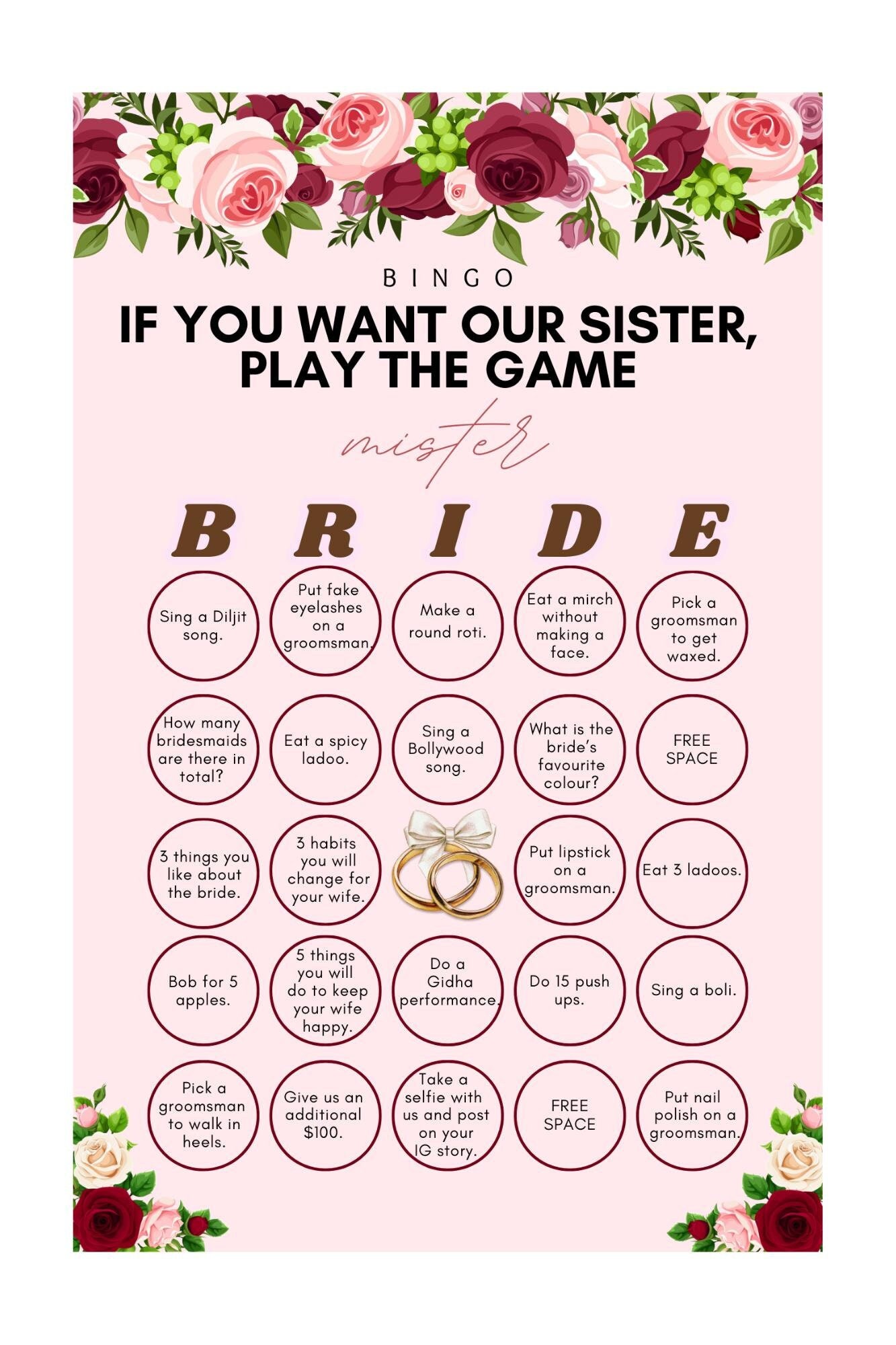 Wedding Bingo, Doli Game, Indian Wedding Game, Indian Doli Game, Sikh Wedding, Punjabi Doli Game ...