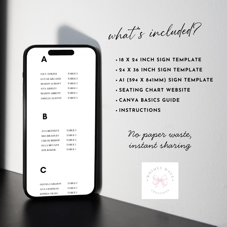 Wedding Seating Chart QR Template Digital Mobile Wedding Party ...