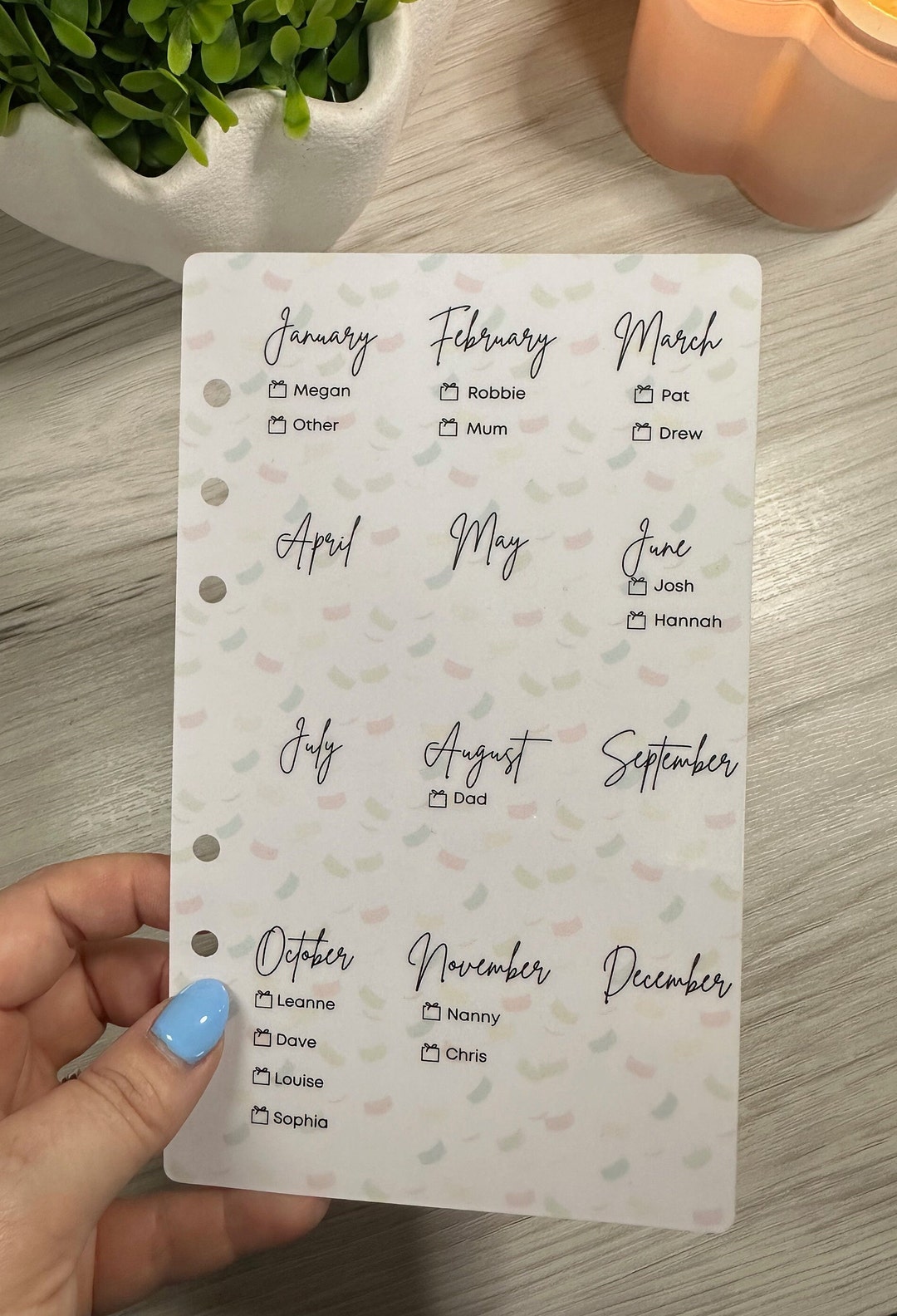 Custom Birthday Calendar Cash Binder Dashboard - Etsy