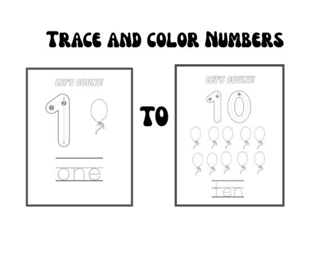 Traza y colorea los números del 1 al 10 - Etsy España