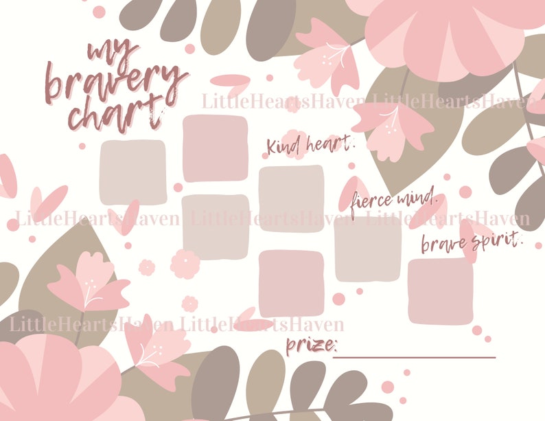 Printable Bravery Chart, Floral Sticker Chart for Kids, Reward ...