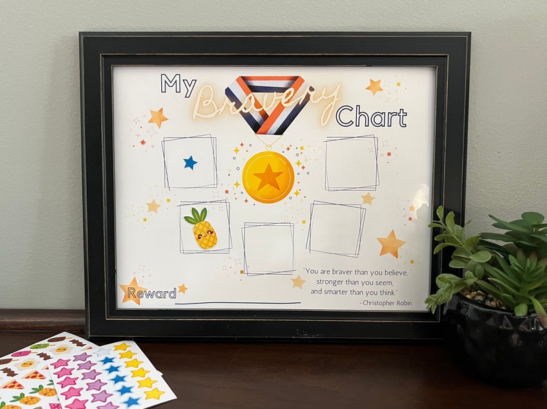 Printable Bravery Chart, Sticker Chart for Kids, Reward Chart ...