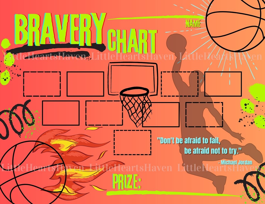 Printable Bravery Chart, Sticker Chart for Kids, Reward Chart ...