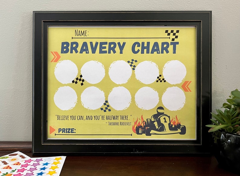 Printable Bravery Chart Sticker Chart for Kids Racing Reward - Etsy