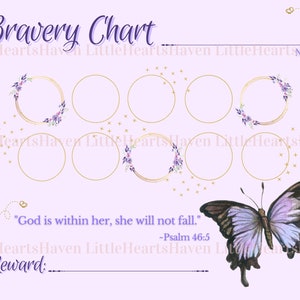 Printable Bravery Chart Sticker Chart for Kids Butterfly - Etsy