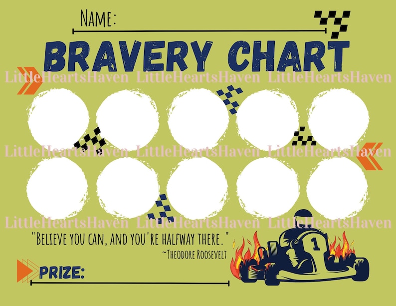 Printable Bravery Chart Sticker Chart for Kids Racing Reward - Etsy