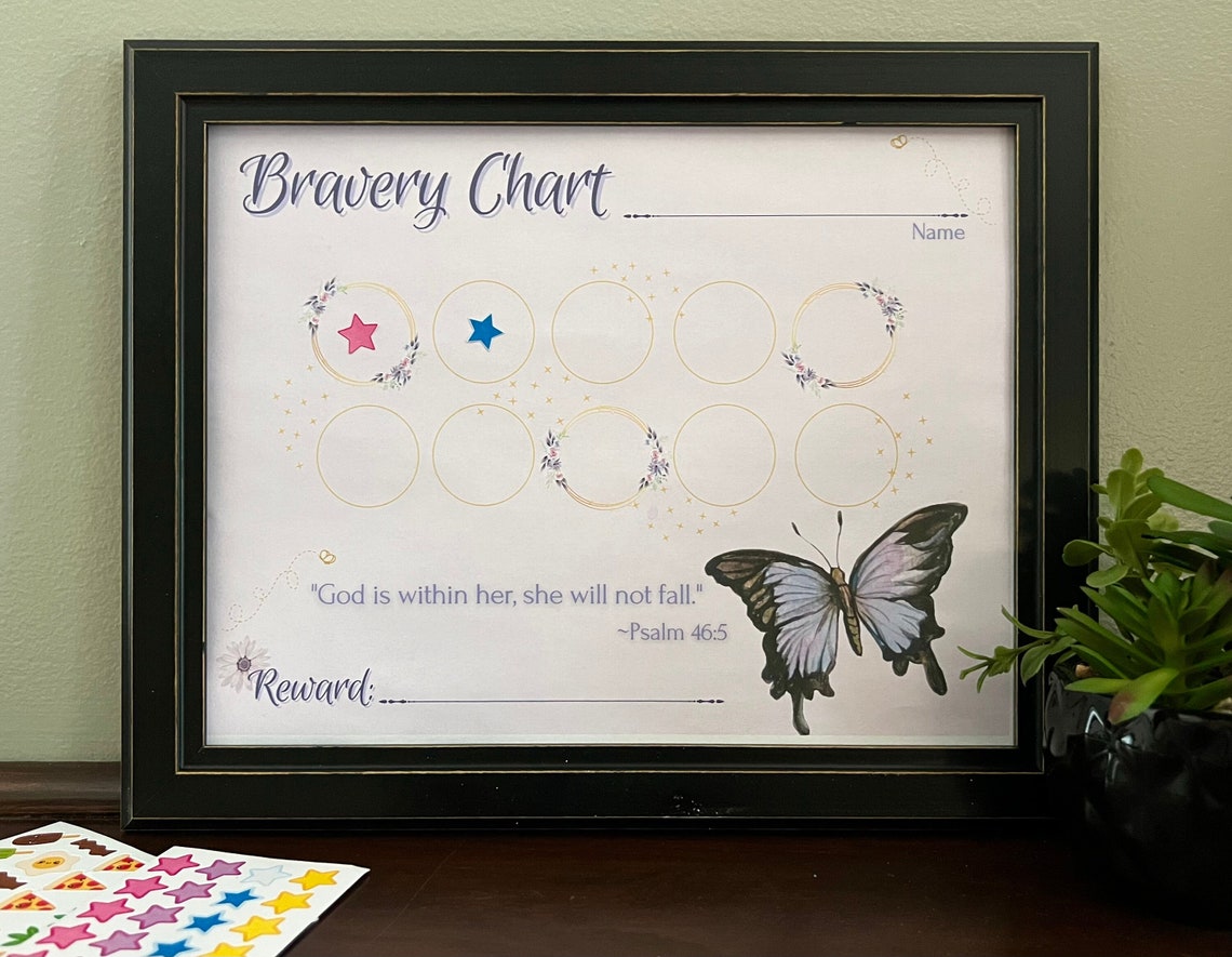 Printable Bravery Chart Sticker Chart for Kids Butterfly - Etsy
