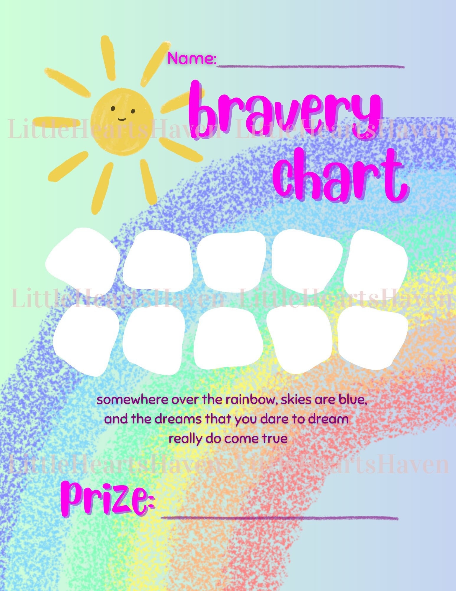 Printable Bravery Chart Sticker Chart for Kids Reward Chart - Etsy