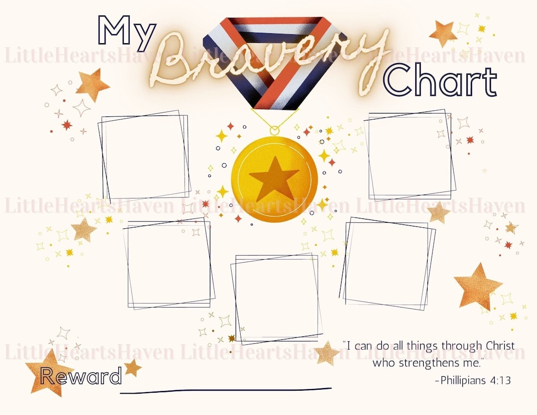 Printable Bravery Chart, Sticker Chart for Kids, Reward Chart ...