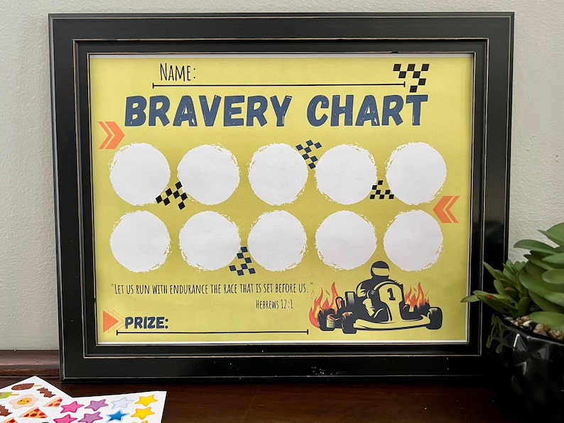 Printable Bravery Chart Sticker Chart for Kids Racing Reward - Etsy