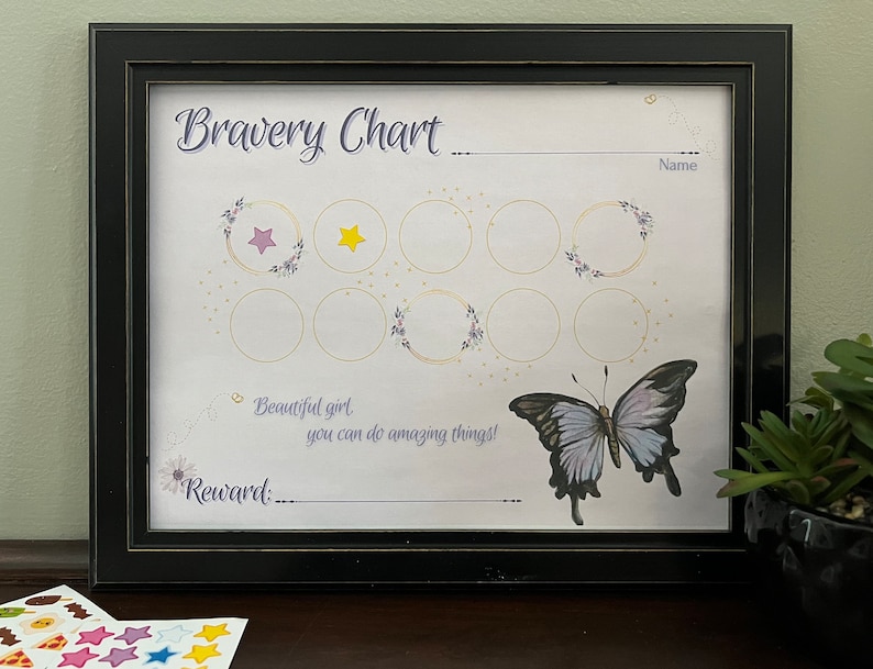 Printable Bravery Chart Sticker Chart for Kids Butterfly - Etsy
