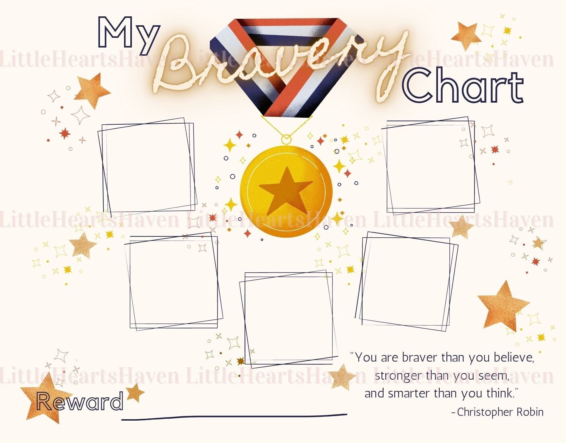 Printable Bravery Chart, Sticker Chart for Kids, Reward Chart ...