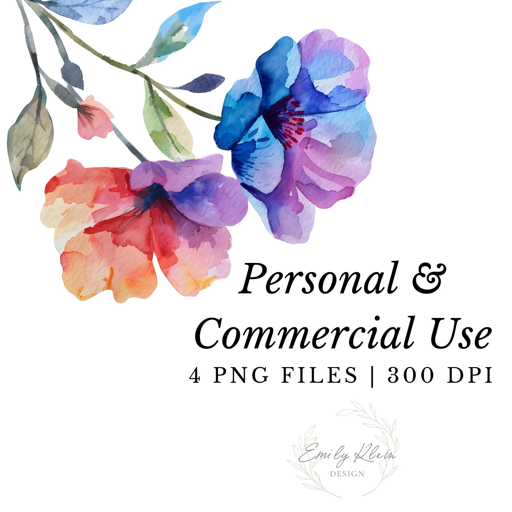 Whimsical Watercolor Flowers Clipart Set 4 Colorful Floral Arrangements ...