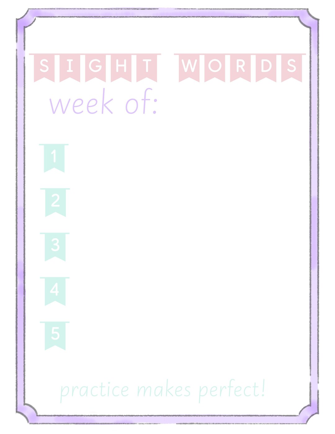 Sight Words Printable for Kids - Etsy