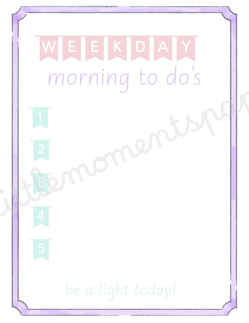Girls Morning Routine Chart - Etsy