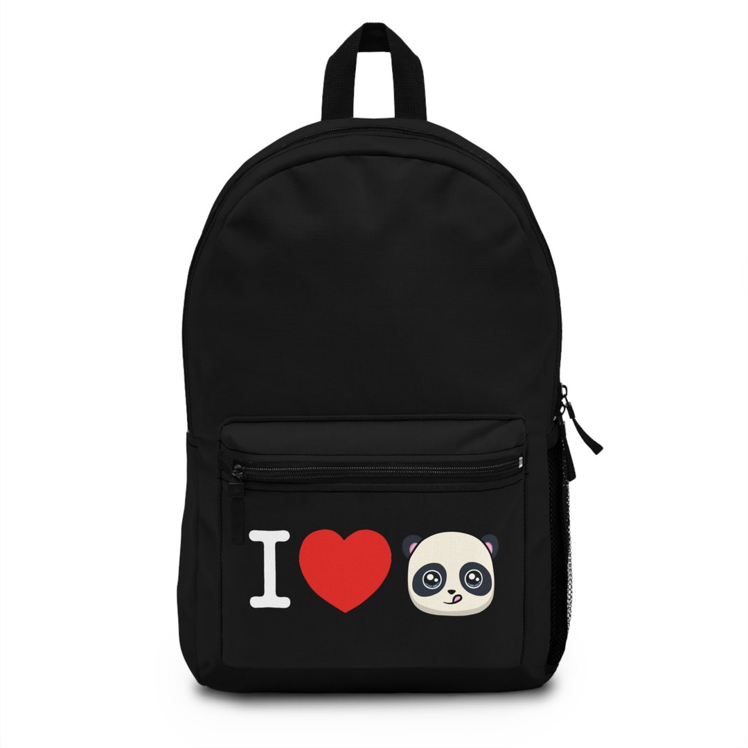 Black I LOVE PANDAS Backpack - Etsy