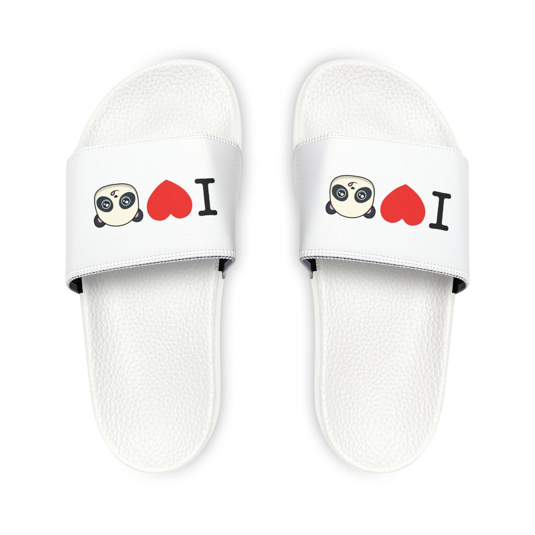 Men's I LOVE PANDAS White Slide Sandals - Etsy