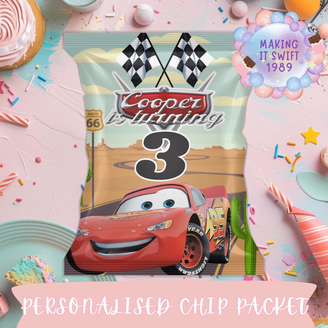 Cars Lighting Mcqueen Route 66 Desert Theme Personalised Custom Chip ...