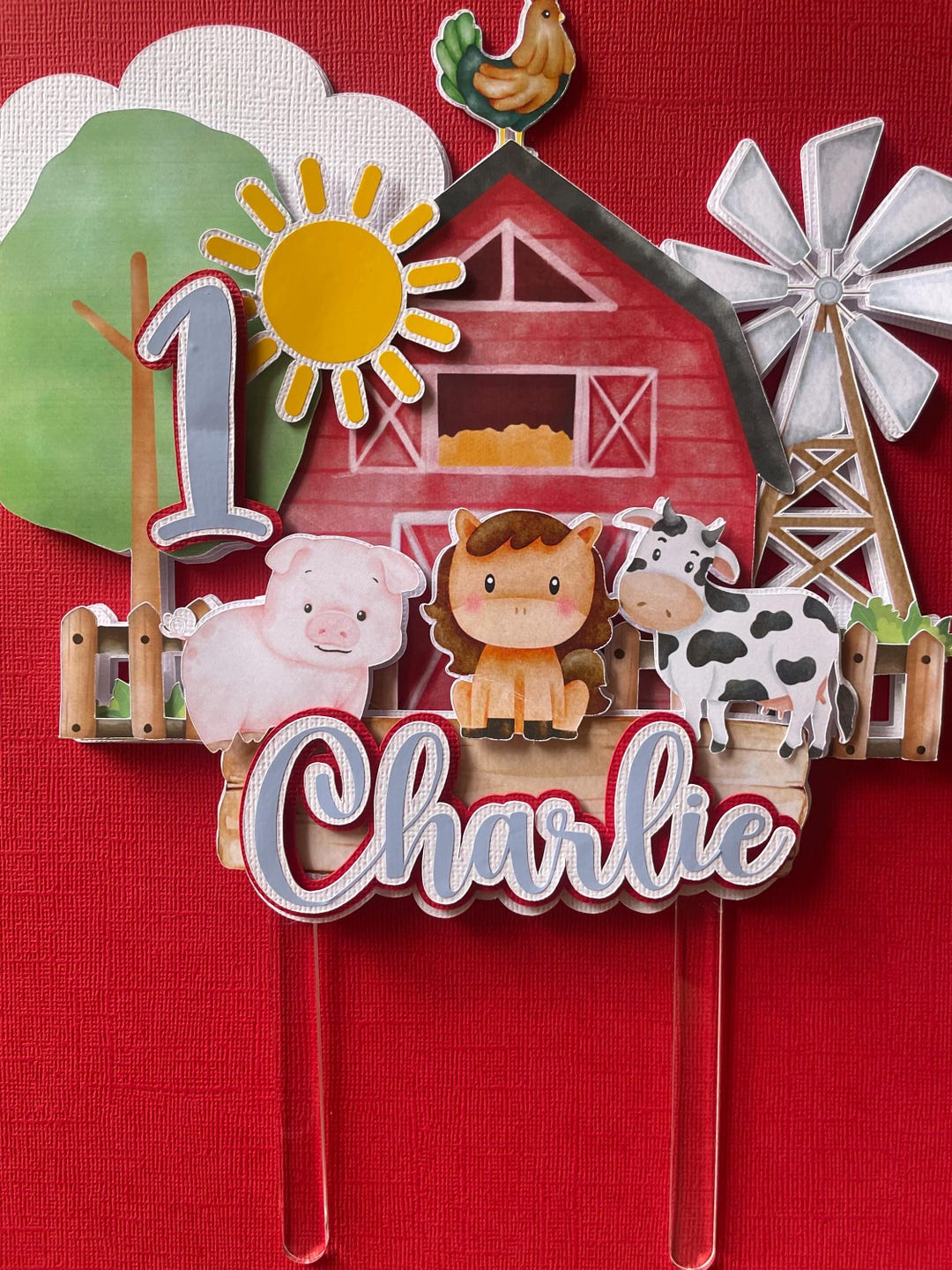 Farm Animal Barnyard Cake Topper - Etsy