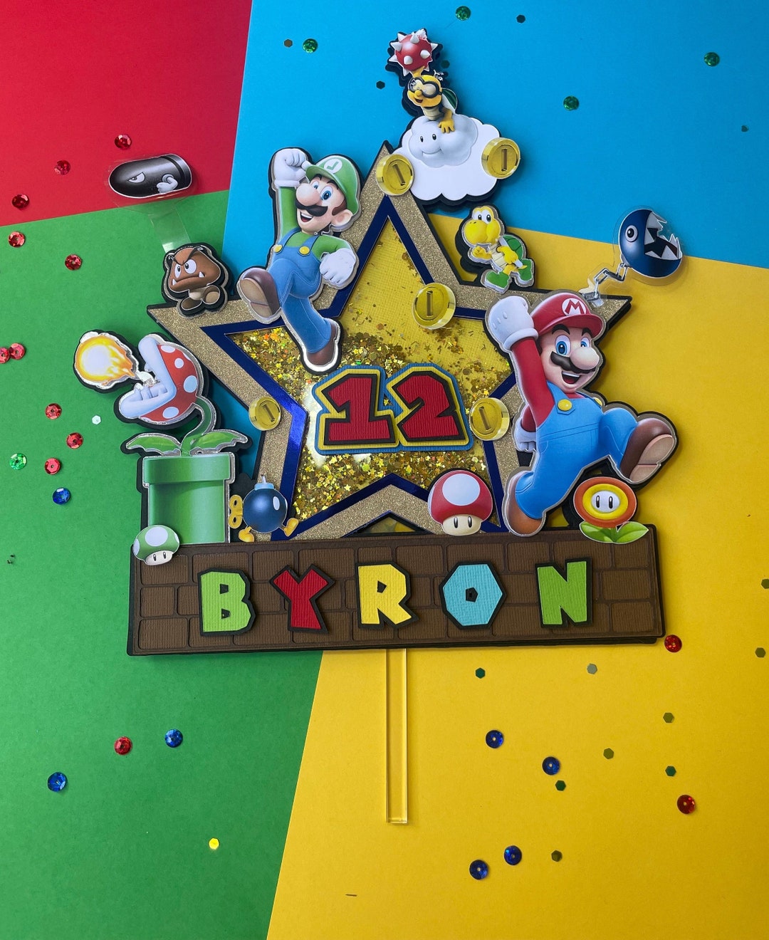 Super Mario 3d Shaker Style Cake Topper - Etsy