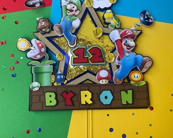 Super Mario 3D Cake Topper Shaker Banner Cupcake Toppers Colouring Book ...