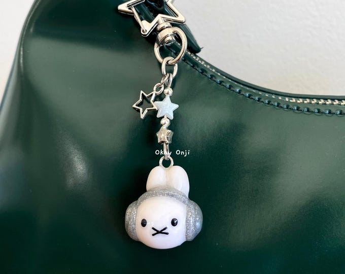 Miffy Headphone Keychain, Miffy Silver Star Bag Charm, Kawaii Bunny ...