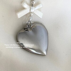Silver Heart Locket Keychain, Coquette Bow Charm, Photo Locket, Gifts ...