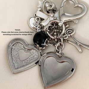 Heart Locket Keychain, 8 Ball Keychain, Y2K Clutter Bag Charm With ...