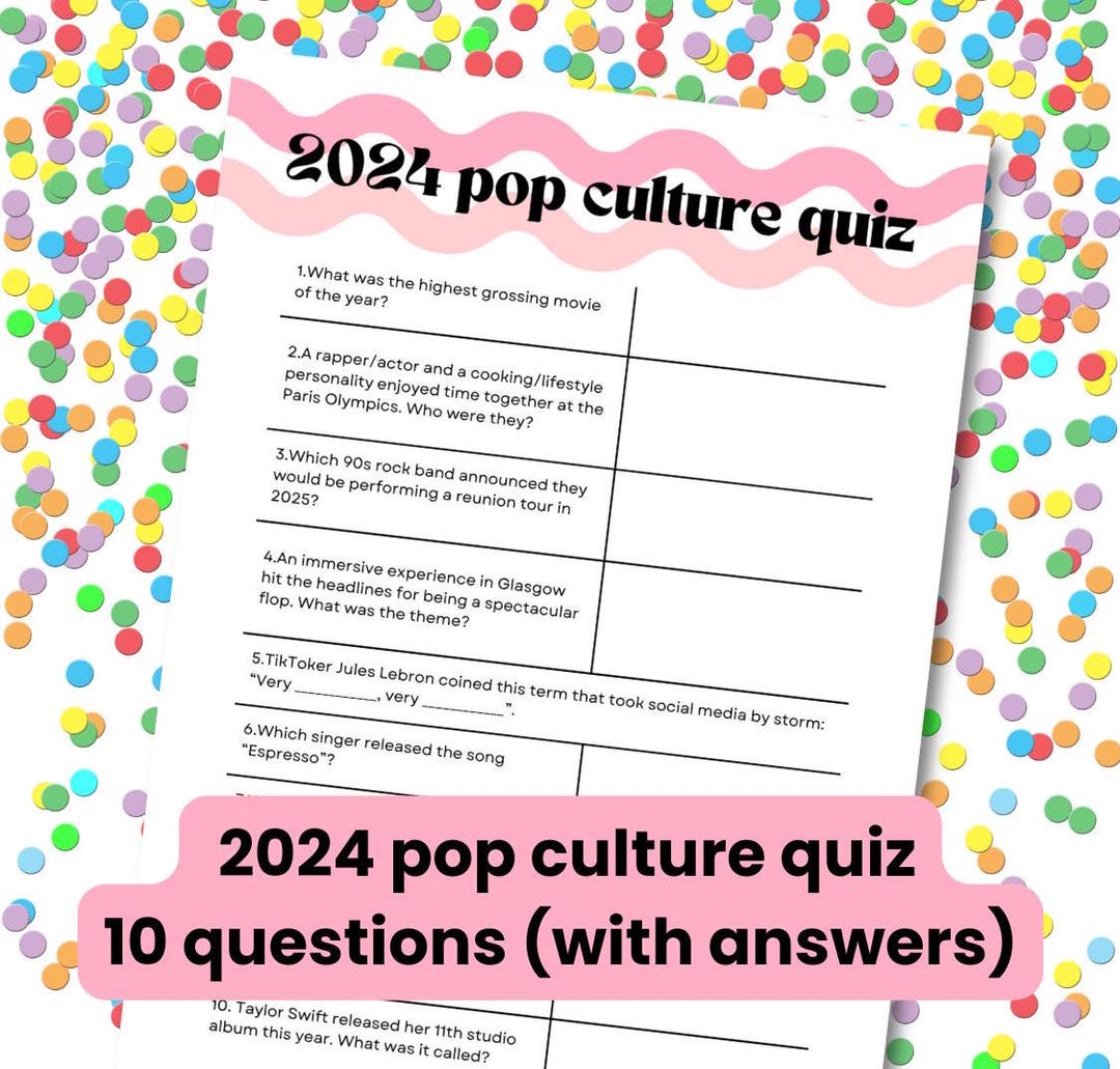 2024 Pop Culture Trivia Quiz, Pop Culture Trivia, 2024 Trivia, New Year ...