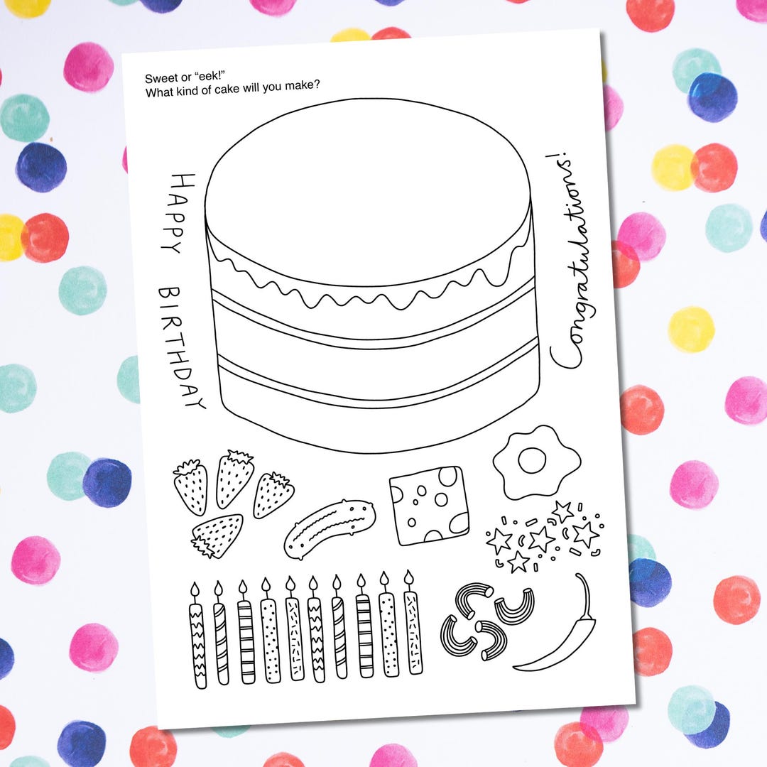 Hand Drawn Cake Craft Activity for Kids, Cut and Paste Worksheet ...