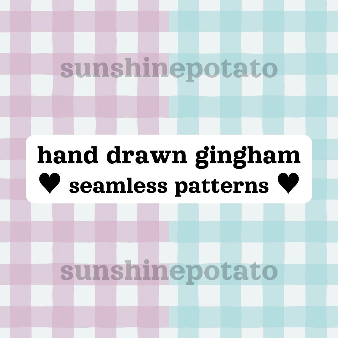 Gingham Seamless Pattern, Hand Drawn Gingham Background, Repeating ...