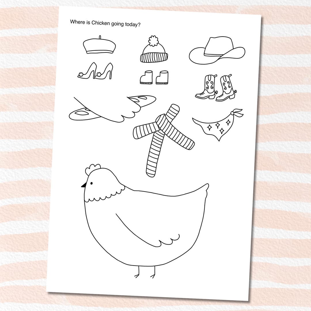 Chicken Dress up Cut and Paste Worksheet Instant Download, Printable ...